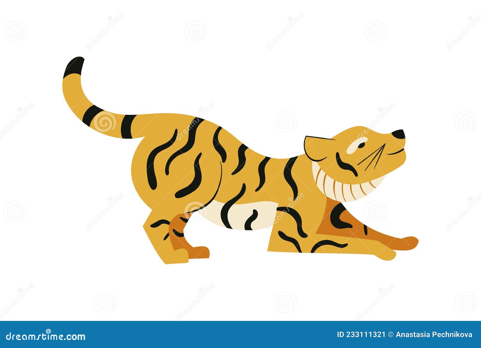 Vector Tiger Side View Isolated Illustration on White Background Stock ...