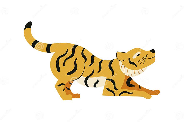 Vector Tiger Side View Isolated Illustration on White Background Stock ...