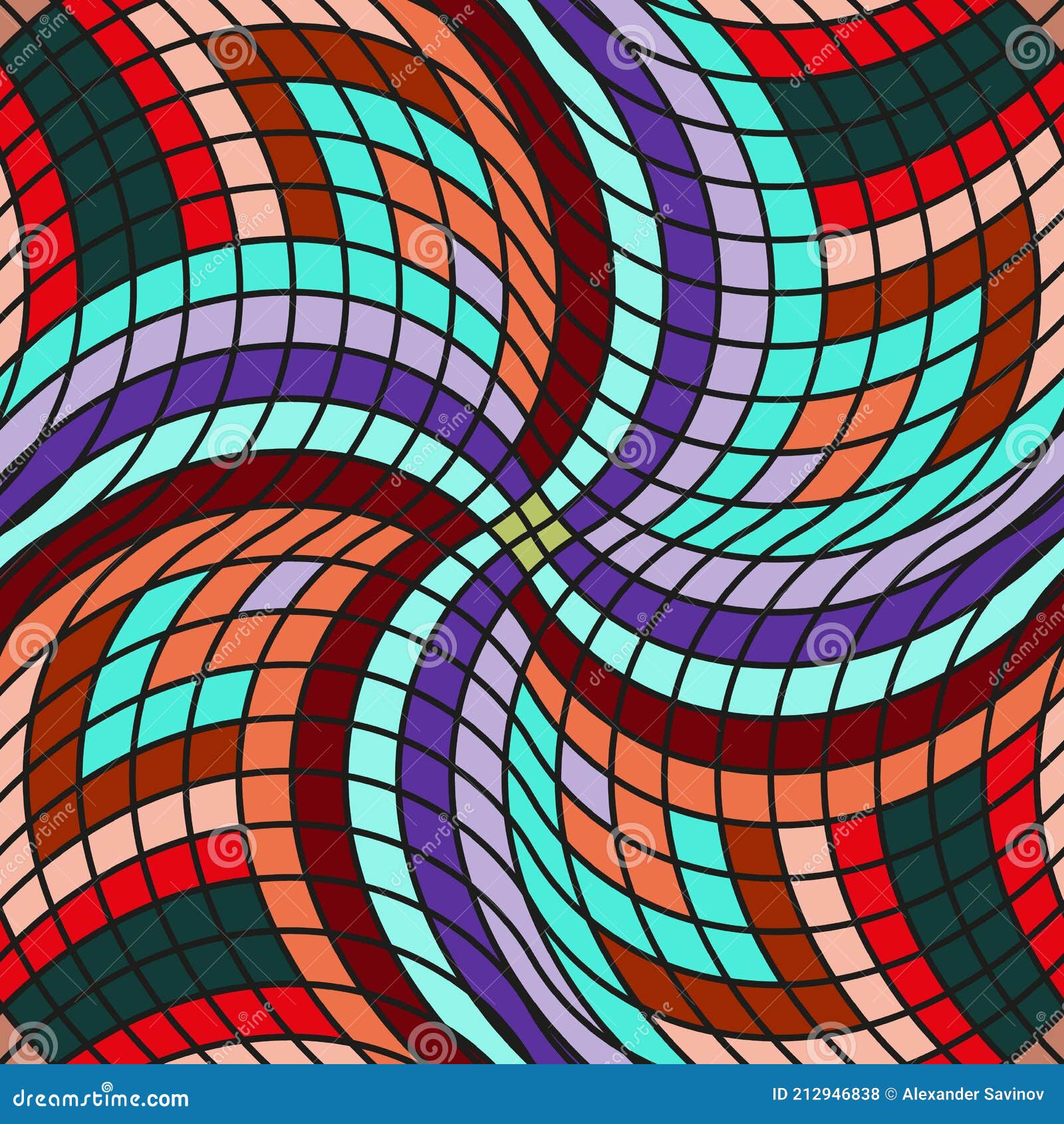 Vector, Tileable, Image of Wave-Like Curved Shapes and Multicolor ...
