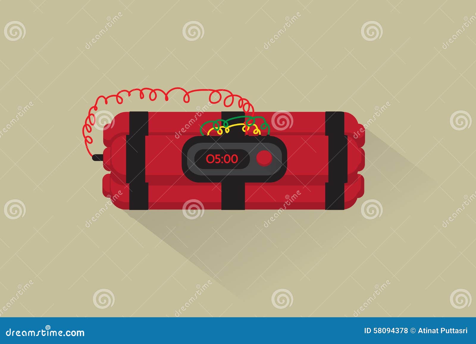Vector : time bomb flat stock vector. Illustration of explosive - 58094378