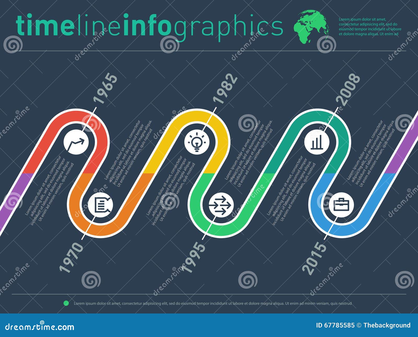 Vector Time Line Info Graphic with Diagram, Icons and Over Graph Stock ...