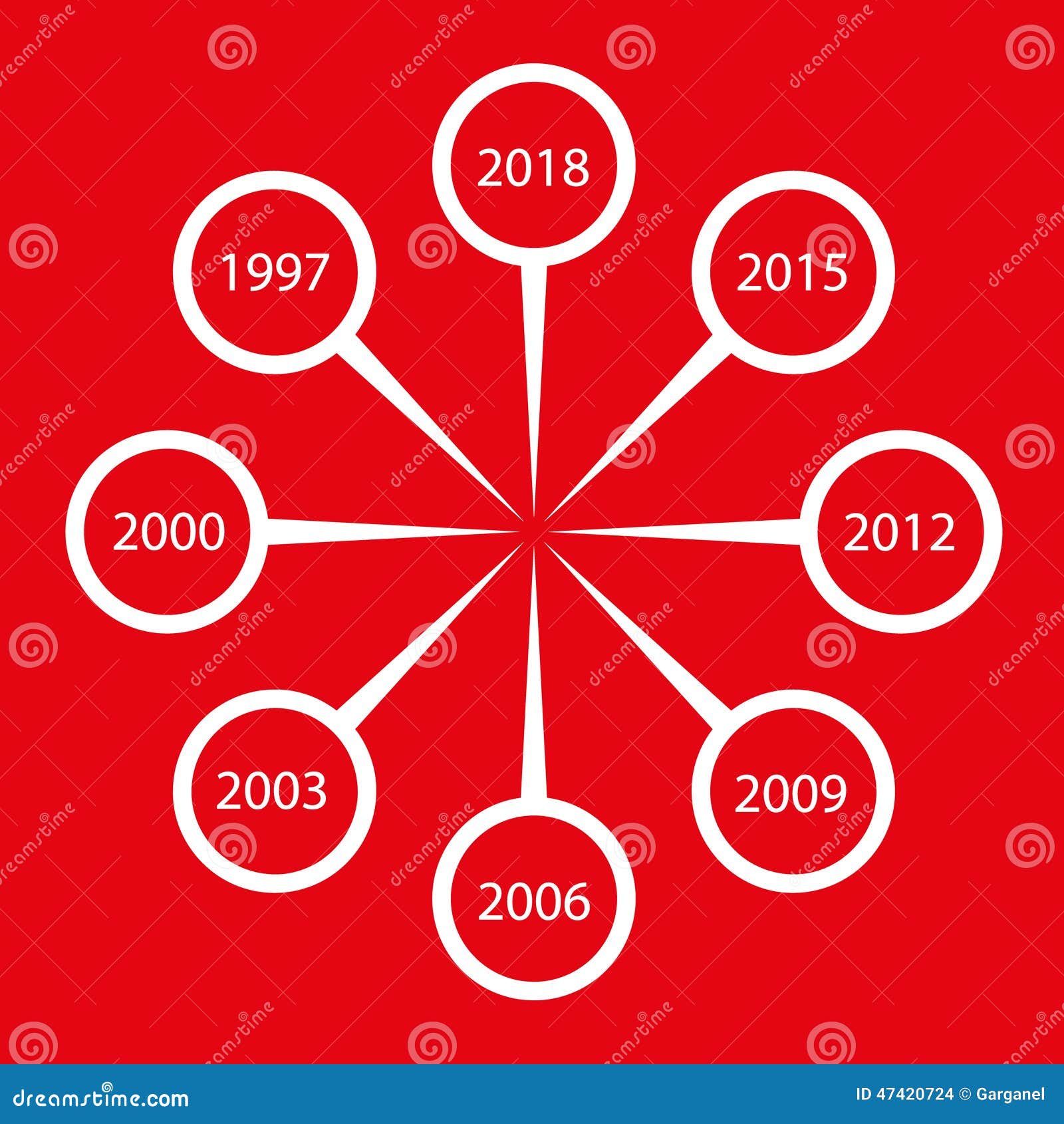 Vector Time Line White on Red Stock Illustration - Illustration of ...