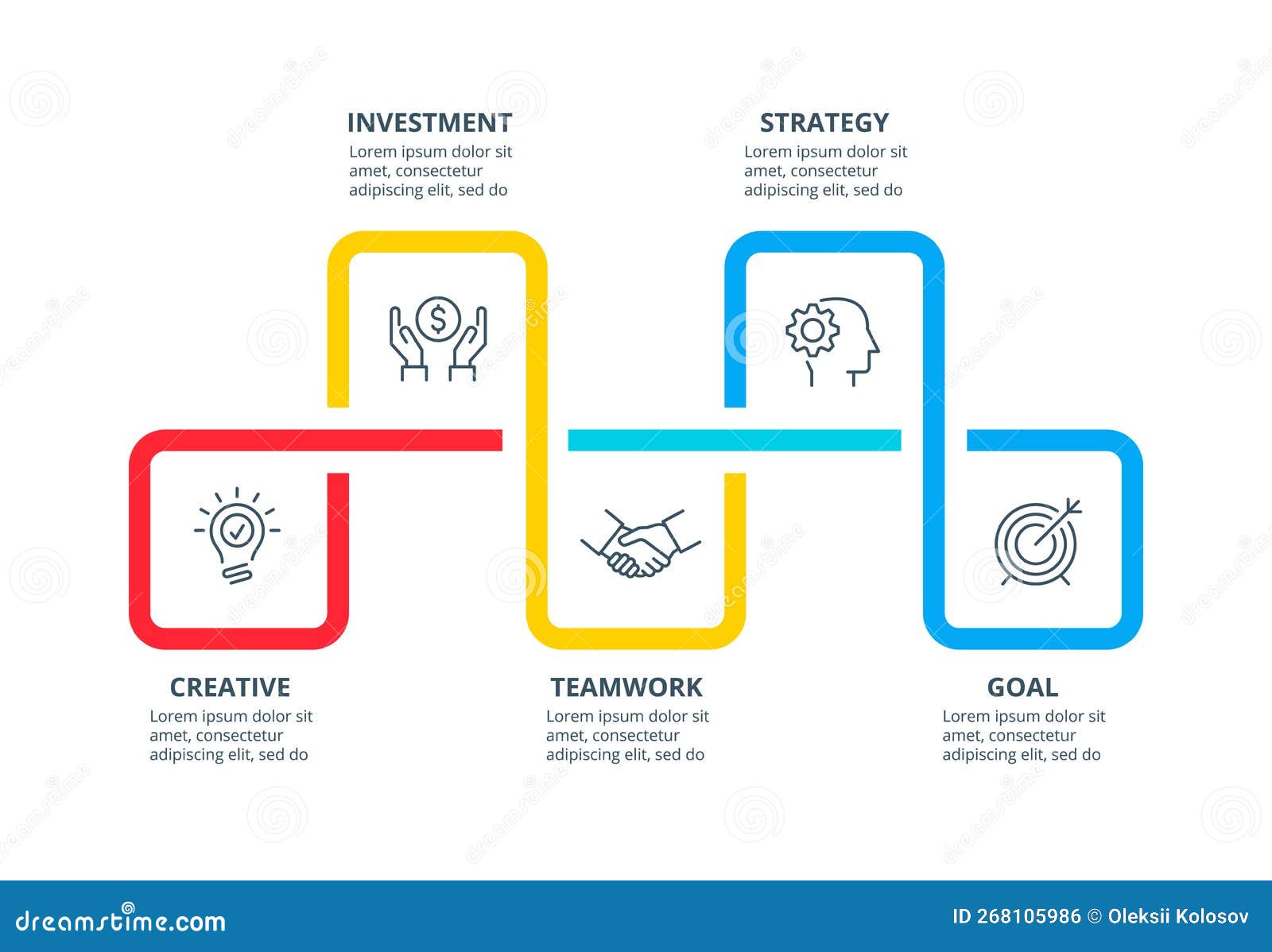 Vector Timeline Abstract Elements with 5 Steps. Linear Icons Stock ...