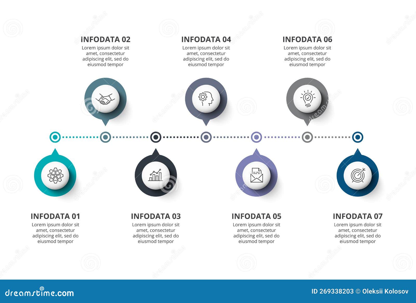 Vector Timeline Infographic with 7 Options Stock Vector - Illustration ...