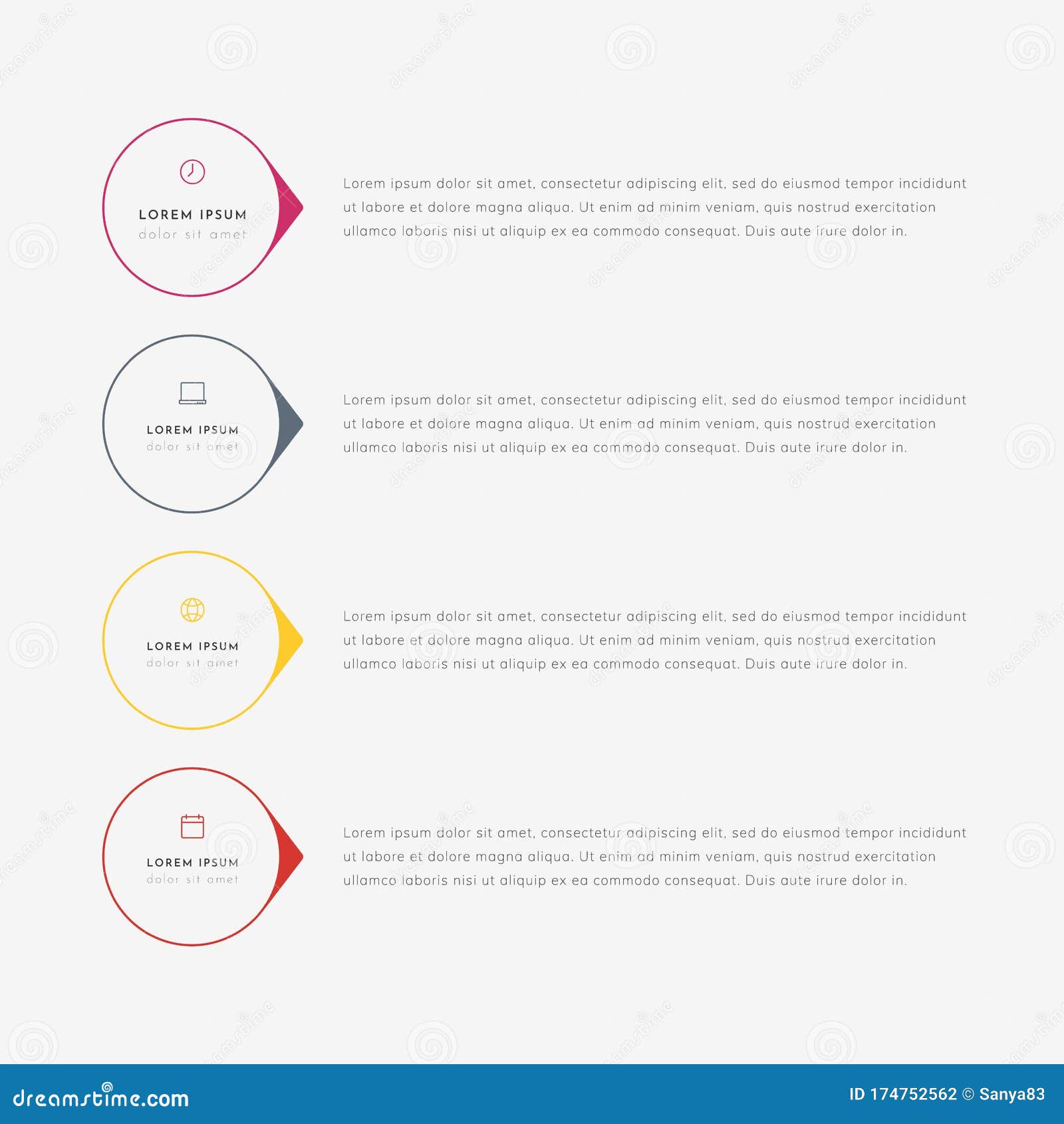 Vector Timeline Infographic with 4 Pointers, Steps or Processes Stock ...