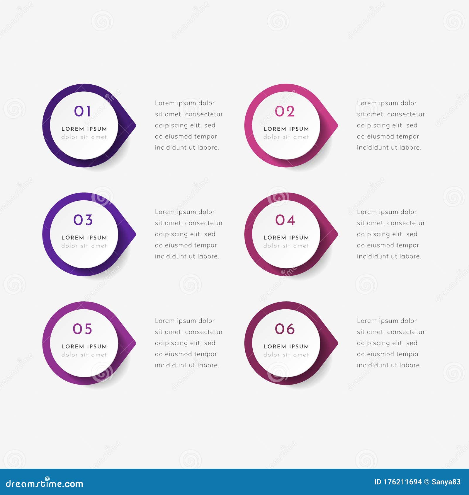 Vector Timeline Infographic with 6 Pointers, Steps or Processes Stock ...