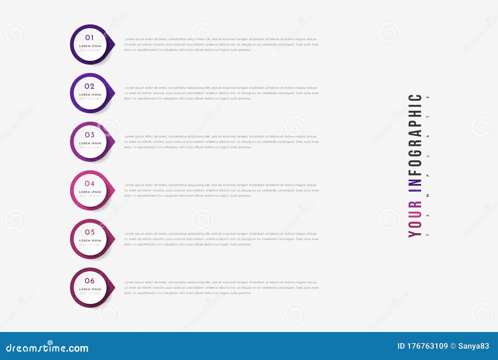Vector Timeline Infographic with 6 Pointers, Steps or Processes Stock ...