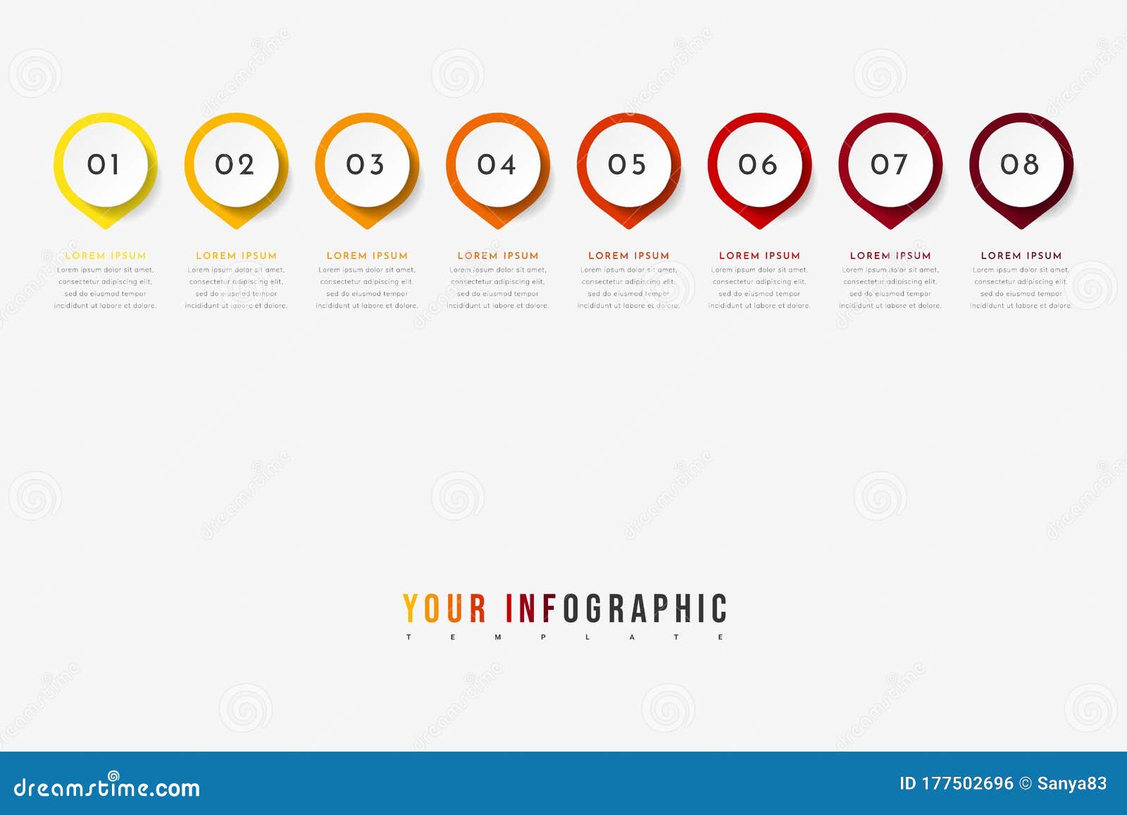 Vector Timeline Infographic with 8 Pointers, Steps or Processes. Stock ...