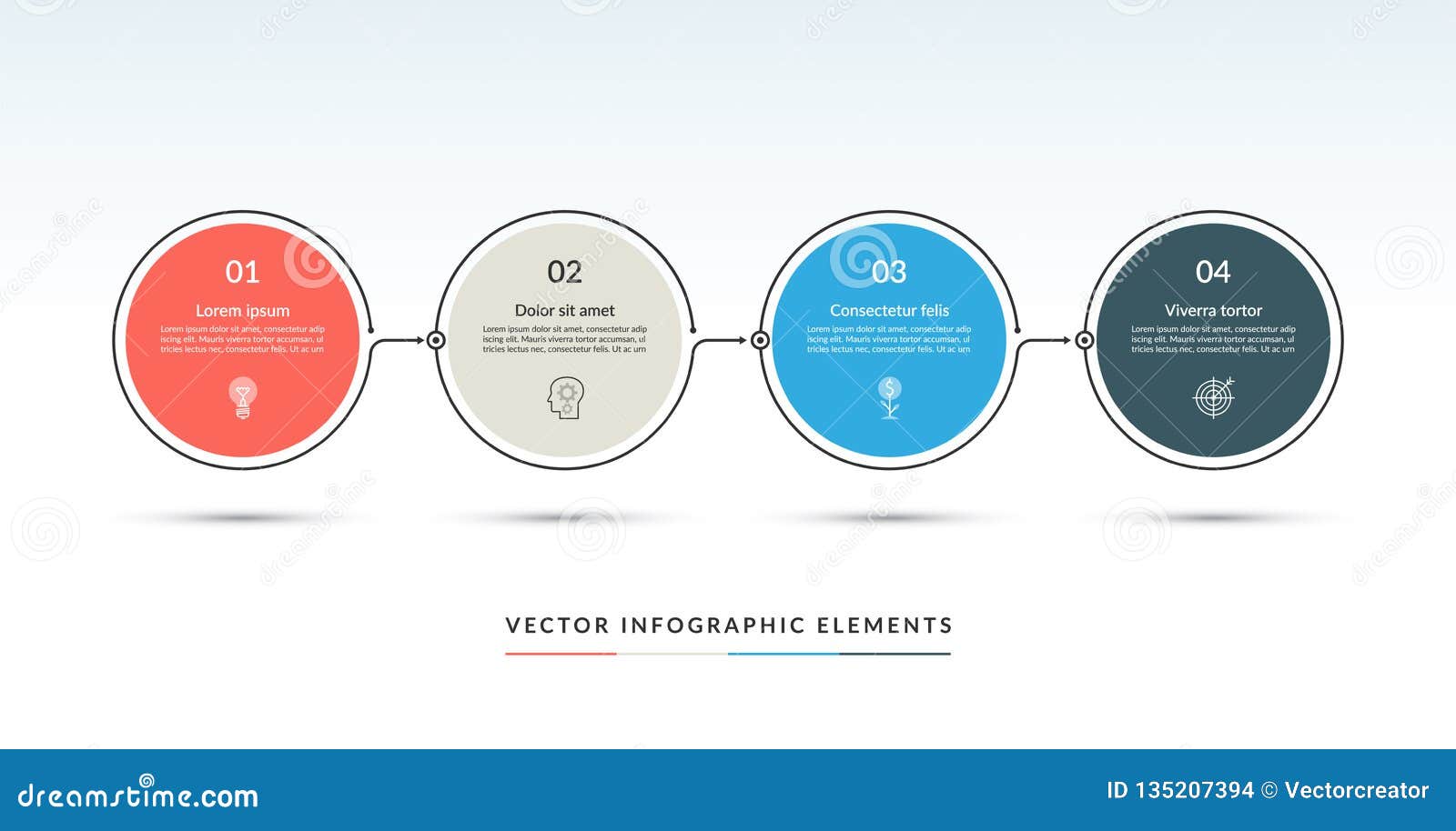 Vector Timeline Infographic Template of 4 Circles. Stock Vector ...