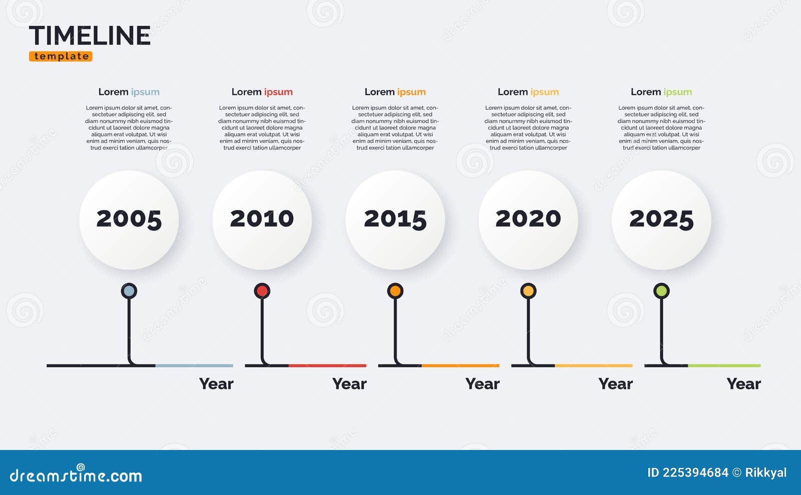 Vector Timeline Minimal Infographic Concept Template with Five Periods ...