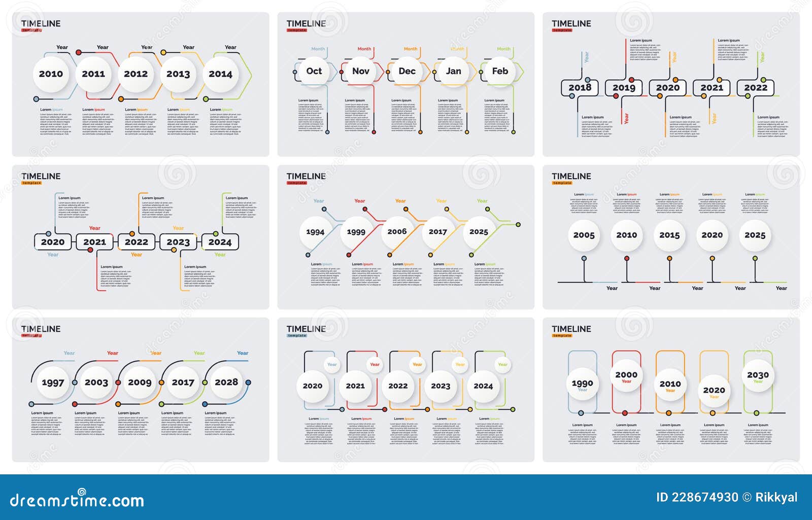 Vector Timeline Minimal Infographic Concept Templates with Five Periods ...