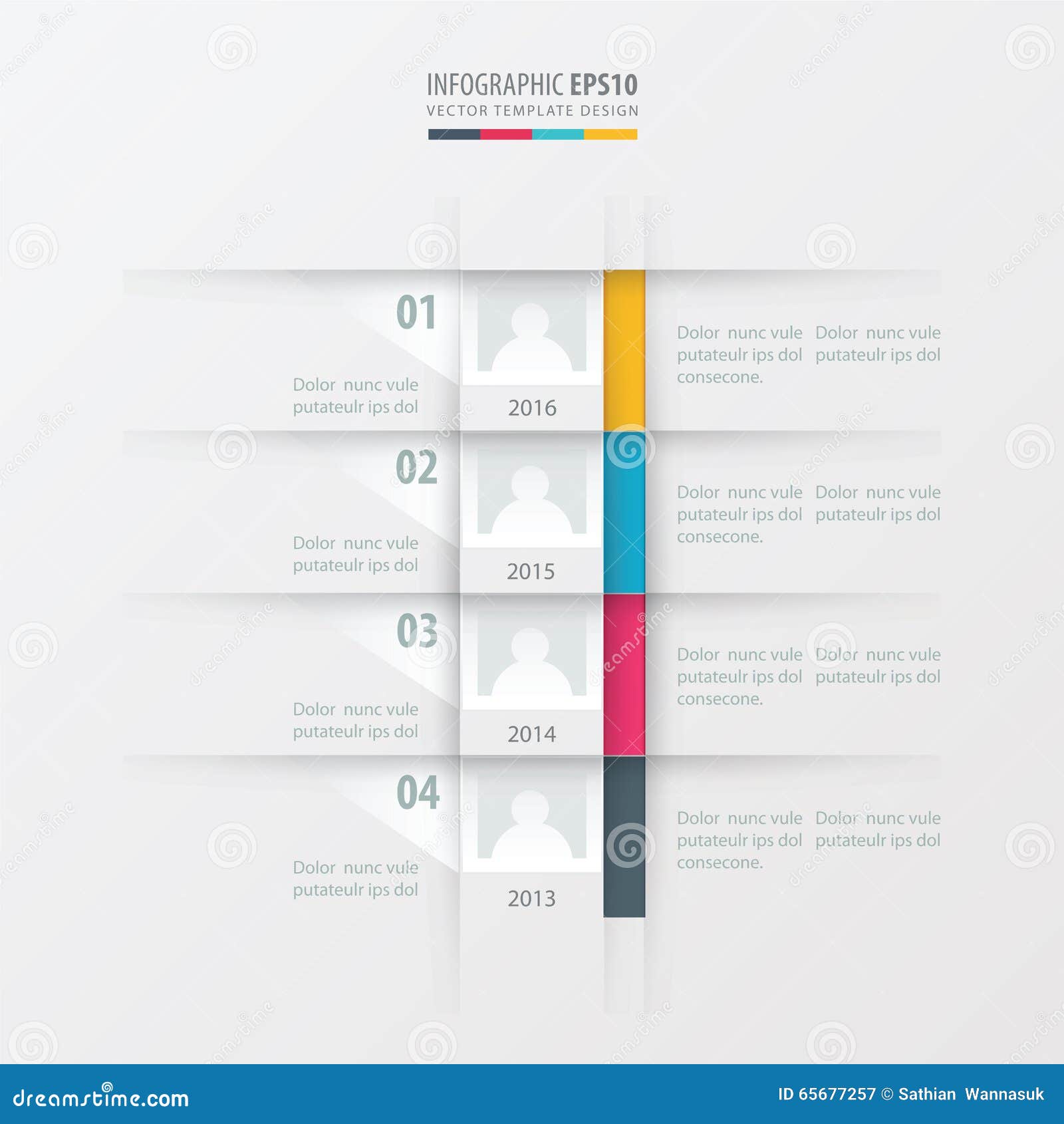 Vector Timeline Report Design Template Yellow, Blue, Pink Color Stock ...