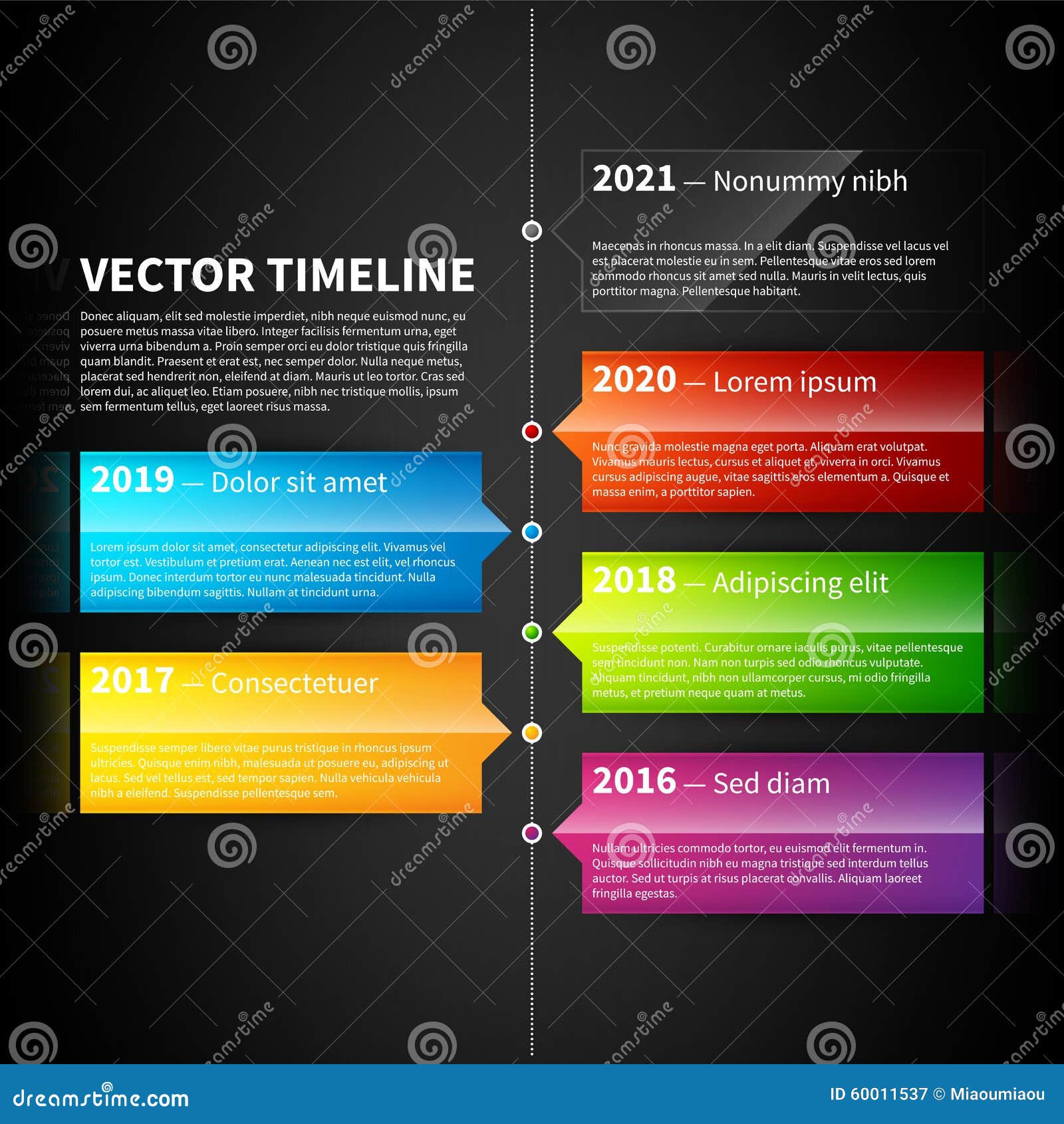 Vector Timeline Template with Colorful Glossy Tabs. Stock Vector ...