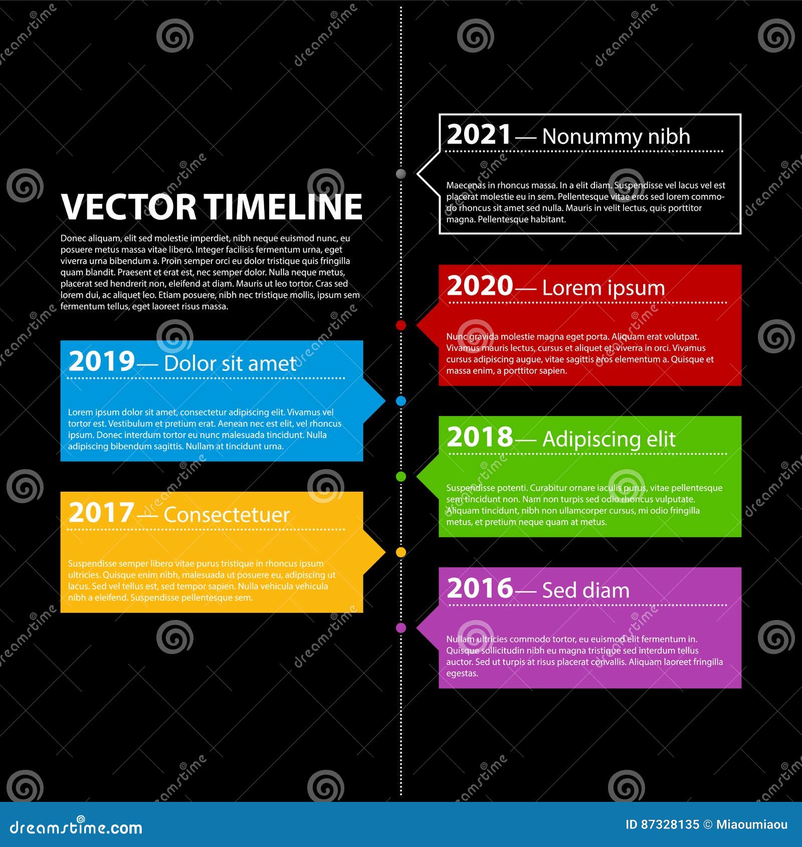 Vector Timeline Template with Colorful Tabs Stock Vector - Illustration ...