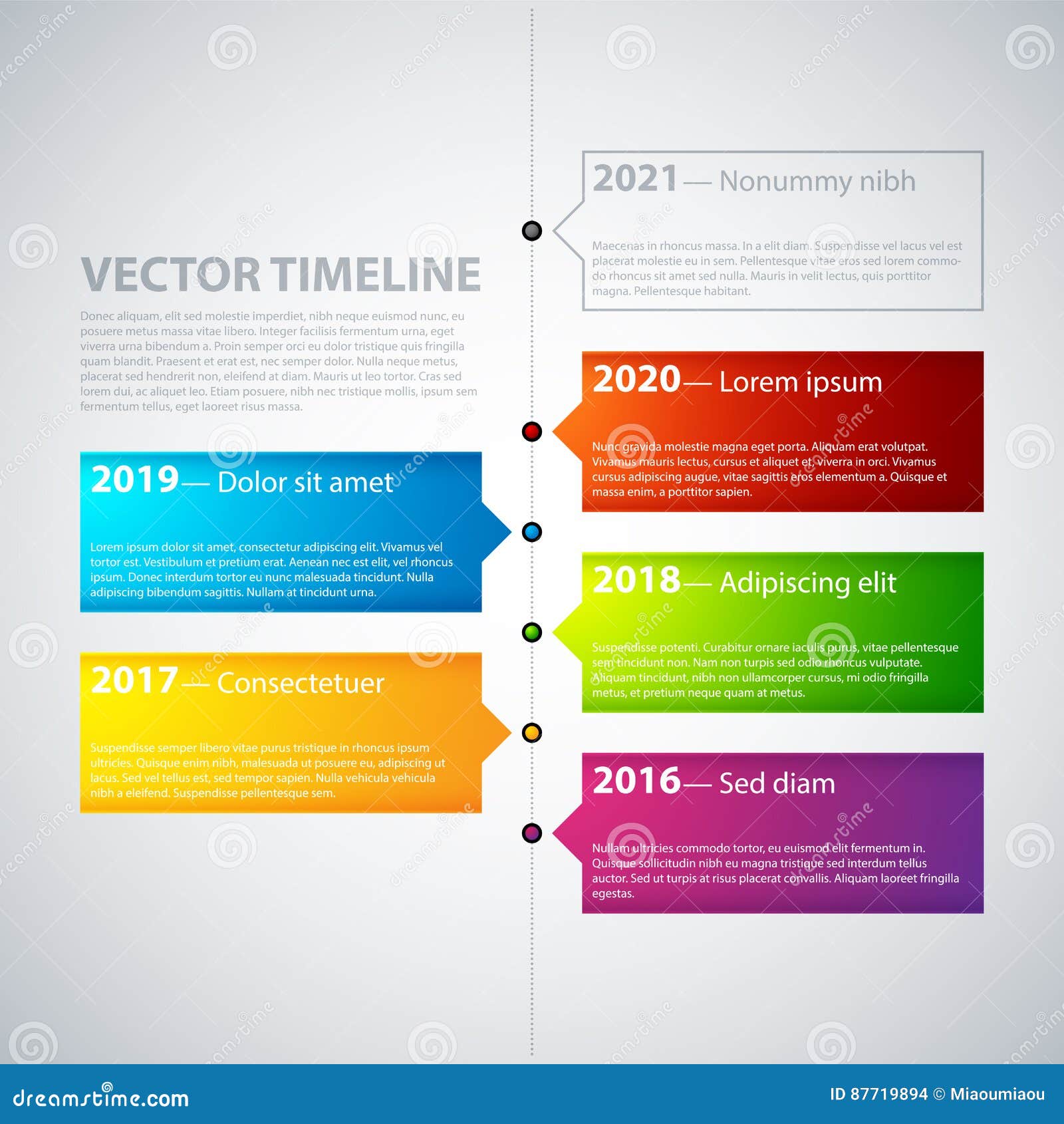 Vector Timeline Template with Colorful Tabs Stock Vector - Illustration ...