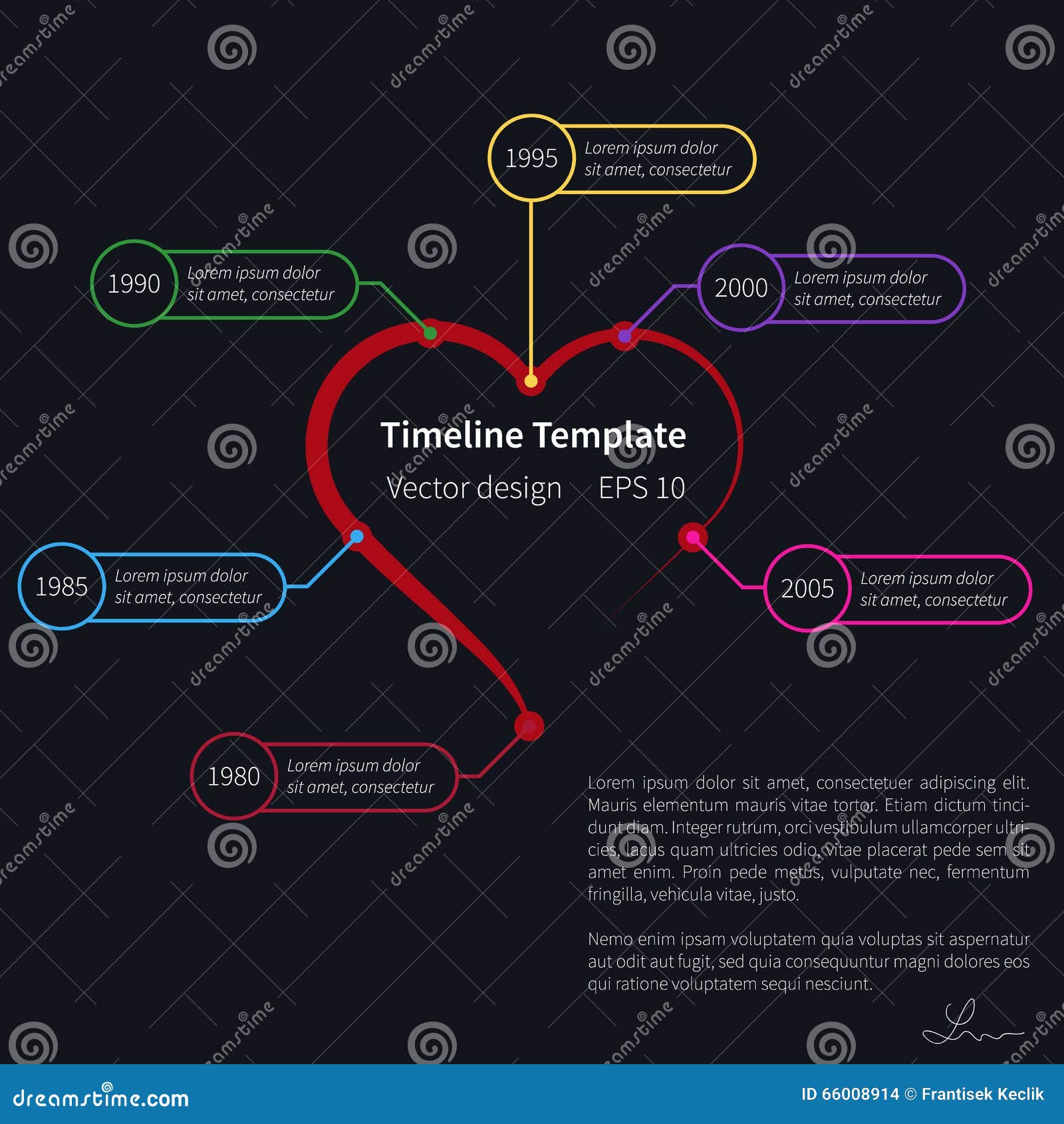 Vector Timeline Template with Heart Stock Vector - Illustration of ...