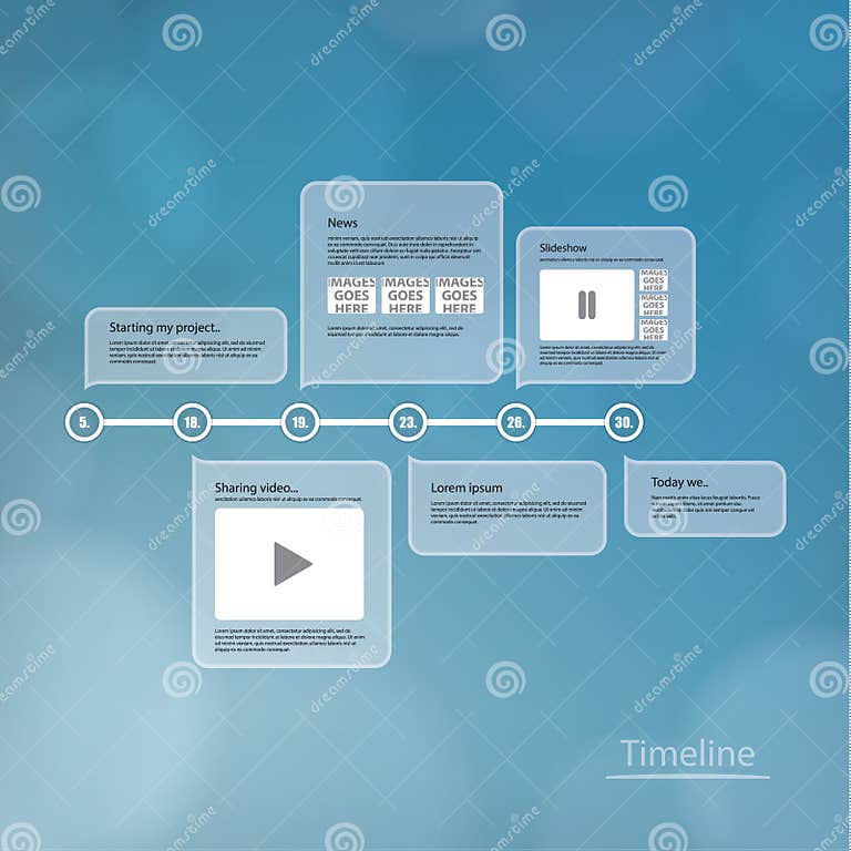 Vector Timeline Template. Layout with Much Space for Your Content Stock ...