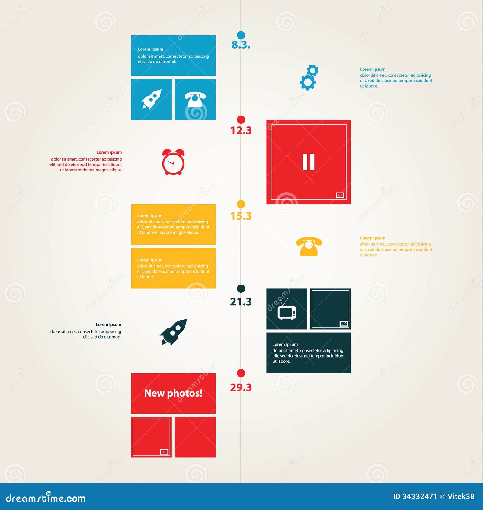 Vector Timeline Template. Modern Flat Design in Trendy Colors Stock ...