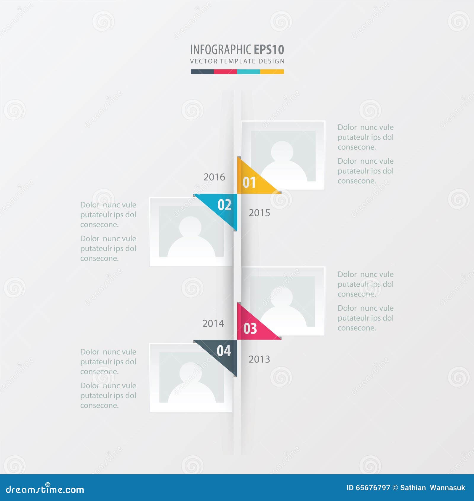Vector Timeline Yellow, Blue, Pink Color Stock Vector - Illustration of ...