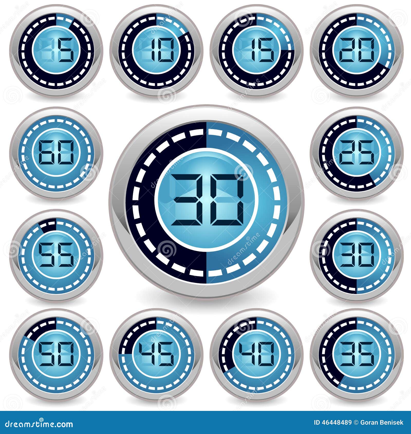 Vector Set Of Timer Icons. Different Time Interval Icons ...