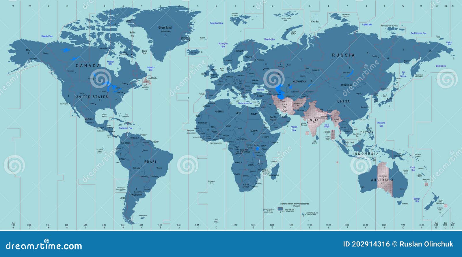 Vector Timezone world map stock vector. Illustration of greenwich ...