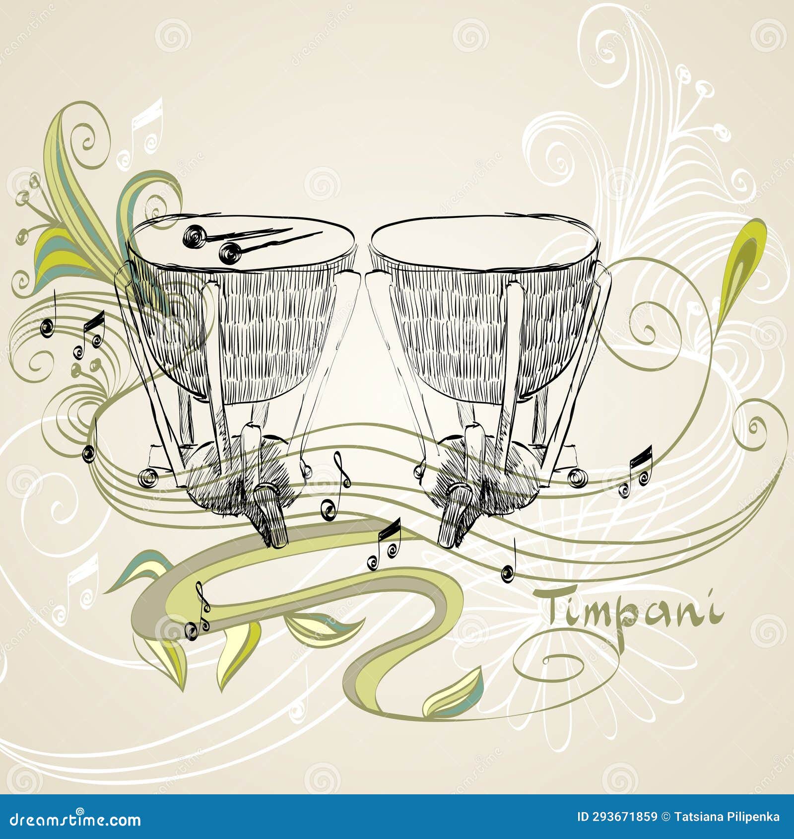 Vector timpani stock vector. Illustration of stick, mallet - 293671859