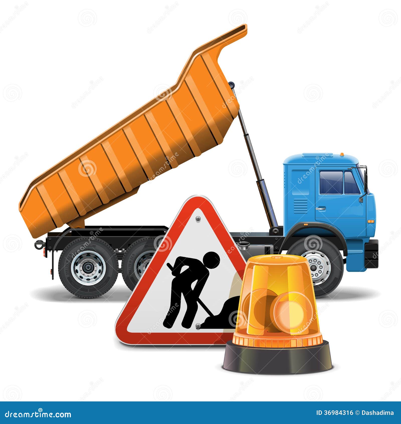 Vector Tipper with Sign and Beacon Stock Vector - Illustration of ...