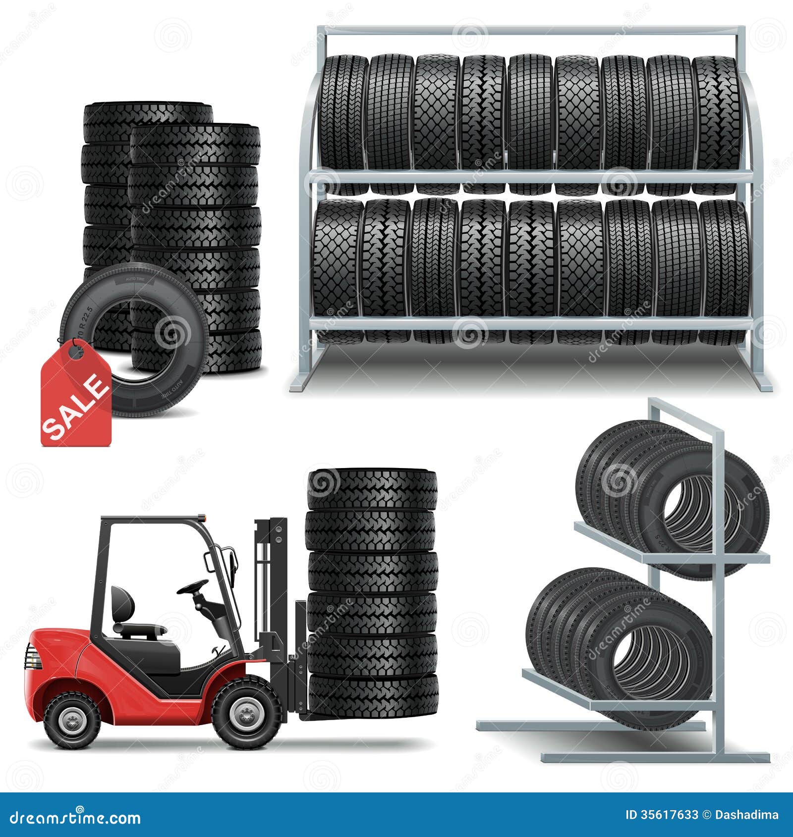Tire Shop Concept. Black Tire Icons Set. Service, Diagnostics ...