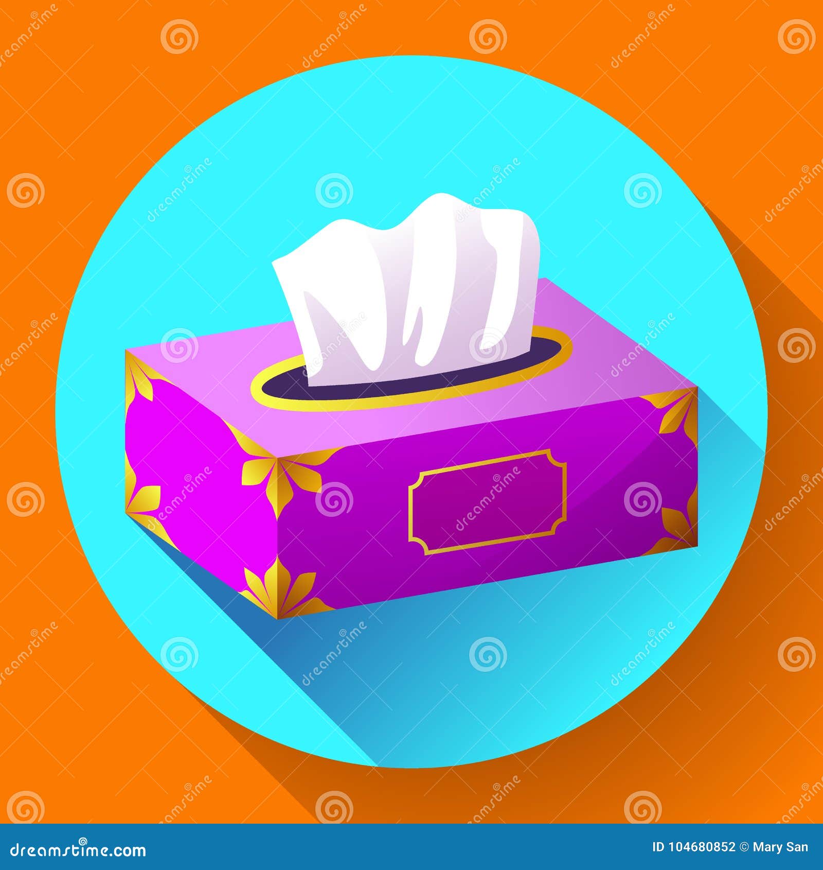 Vector Tissue Box Flat Icon Stock Vector - Illustration of packaging ...