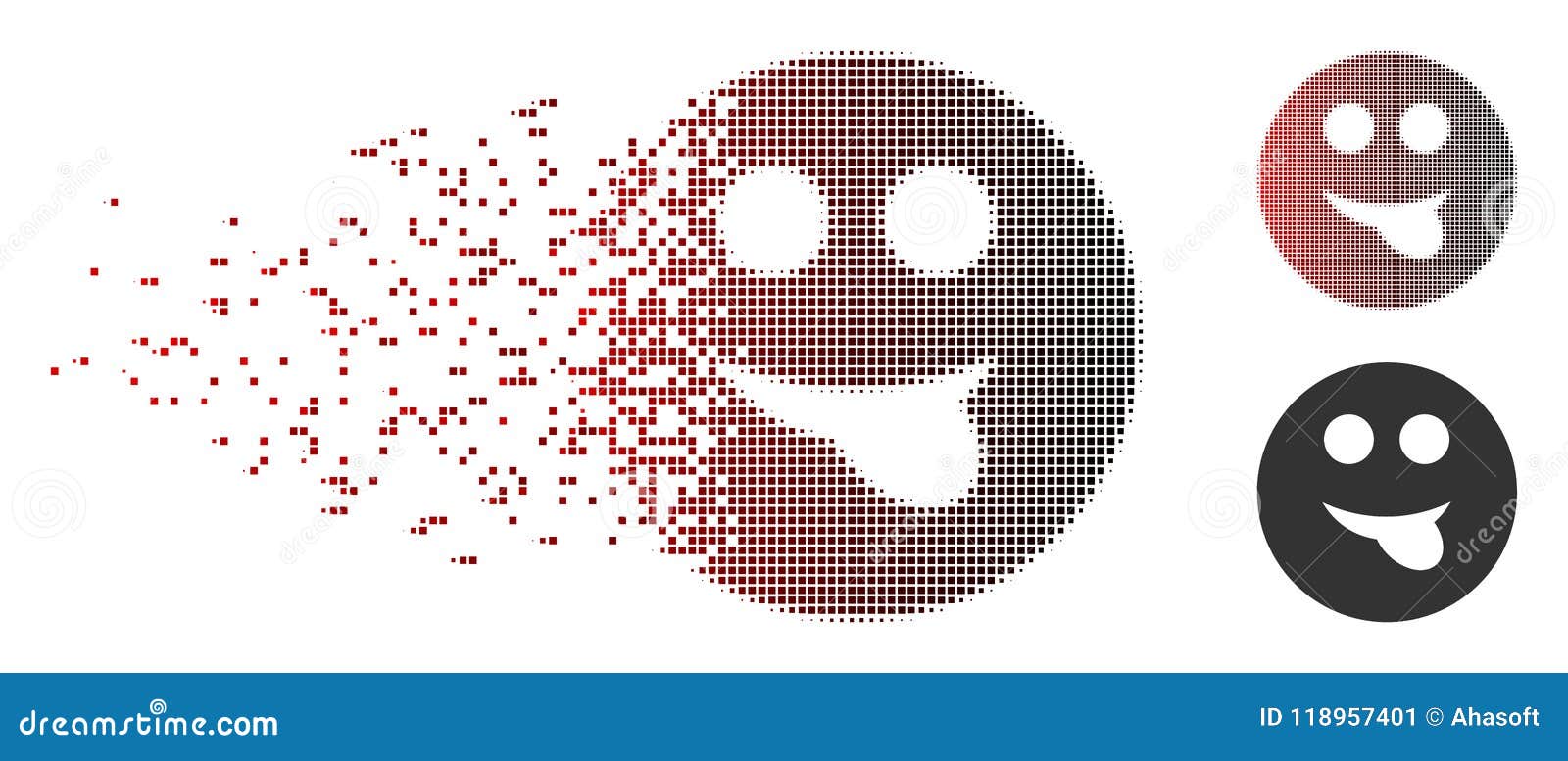 Sparkle Pixel Halftone Tongue Smiley Icon Stock Vector - Illustration ...