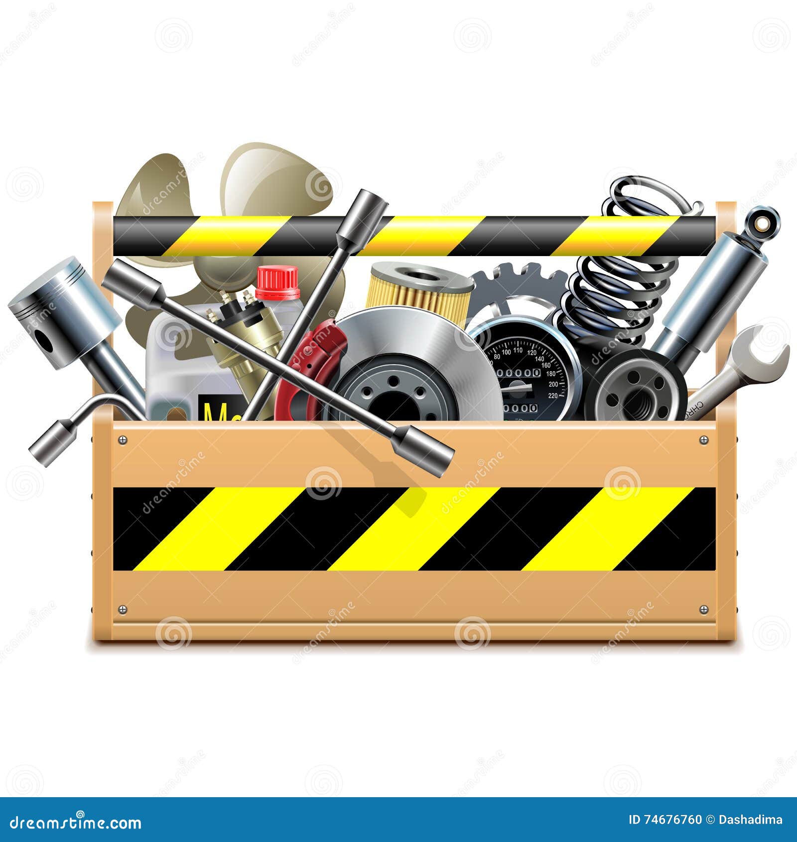 Vector Toolbox with Car Spares Stock Vector - Illustration of filter ...