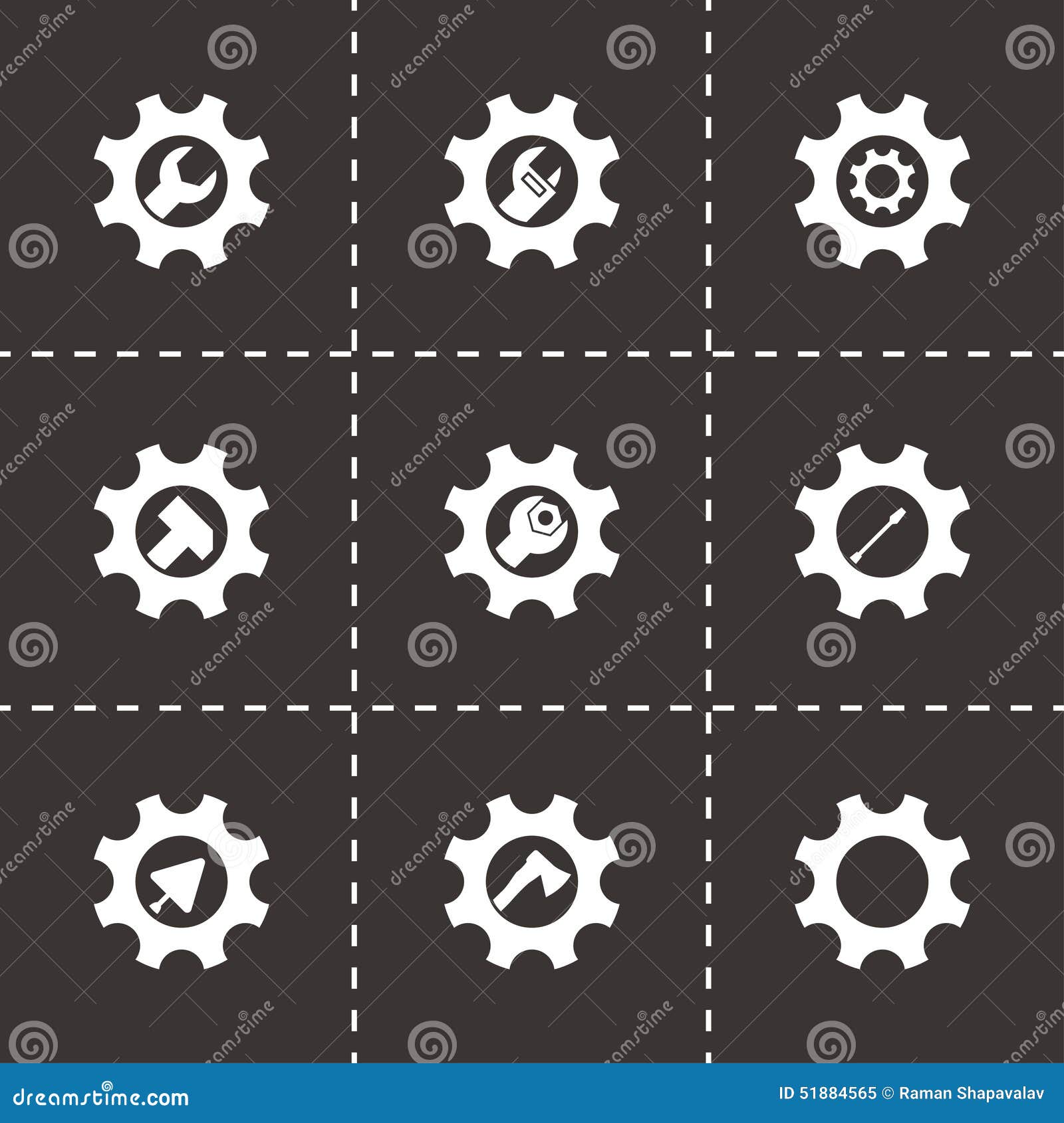 Vector Tools in Gear Icon Set Stock Vector - Illustration of gearshift ...