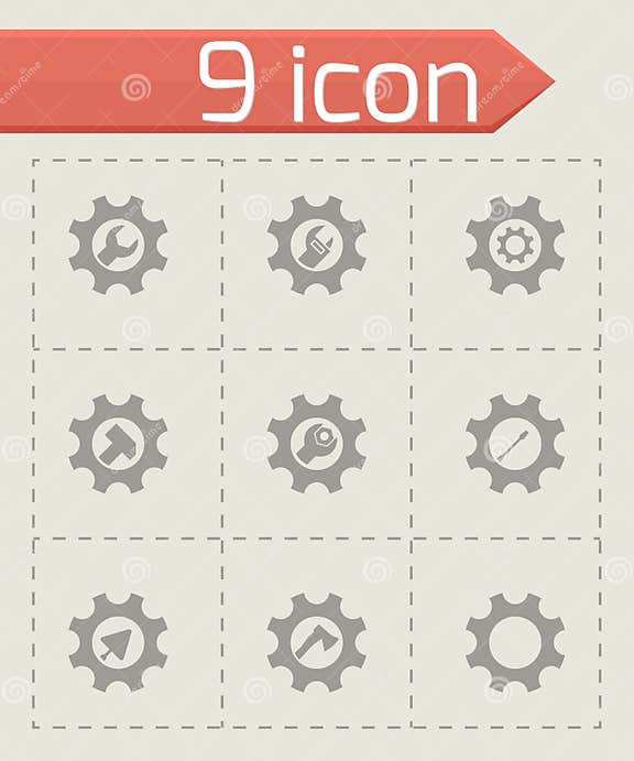 Vector Tools in Gear Icon Set Stock Vector - Illustration of hardware ...