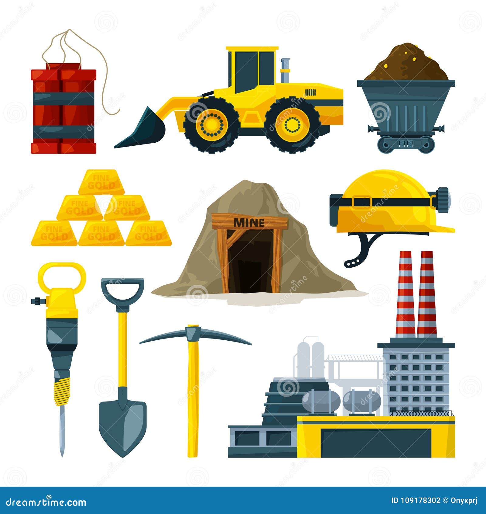 Vector Tools for Gold Mining and Minerals Stock Vector - Illustration ...
