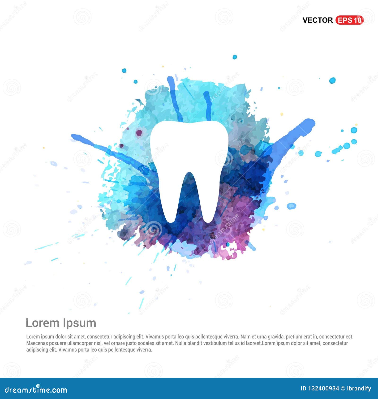 Vector Tooth Icon - Watercolor Background Stock Vector - Illustration ...
