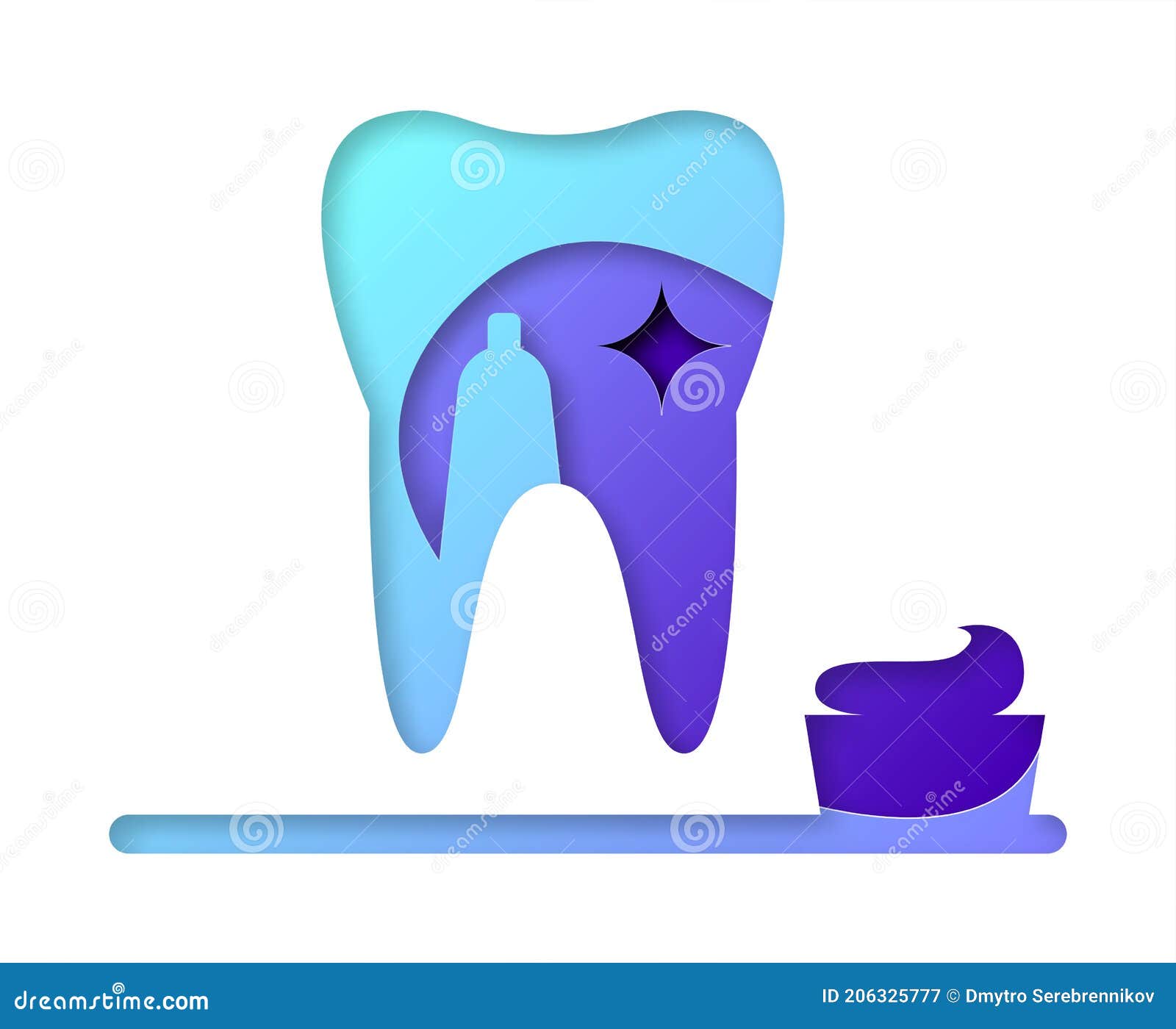 Vector Tooth in Paper Art Style Stock Illustration - Illustration of ...