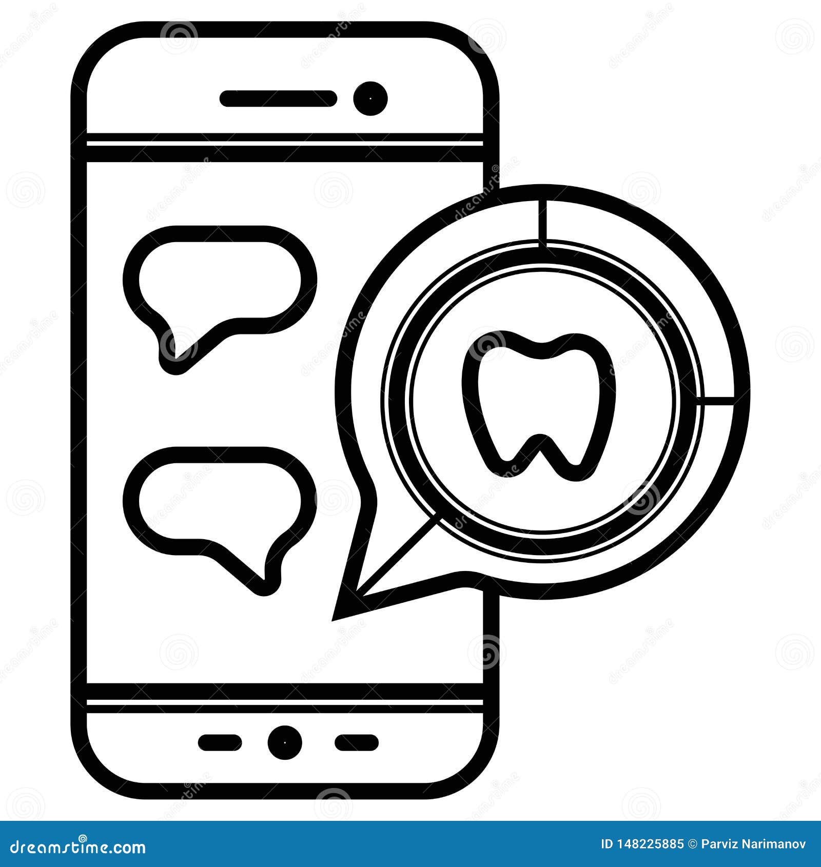 Vector tooth and phone stock illustration. Illustration of clinical ...