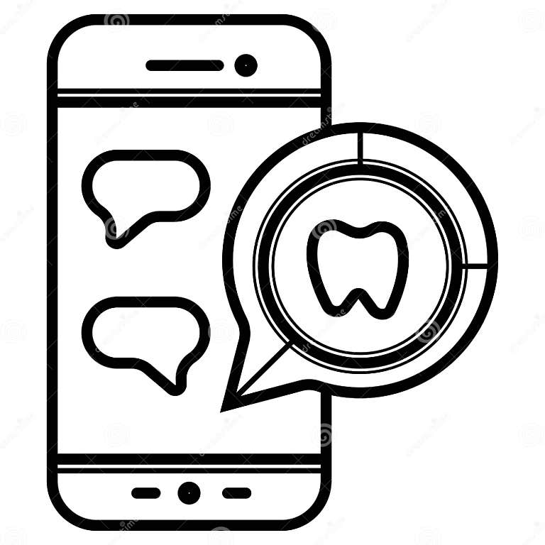 Vector tooth and phone stock illustration. Illustration of clinical ...