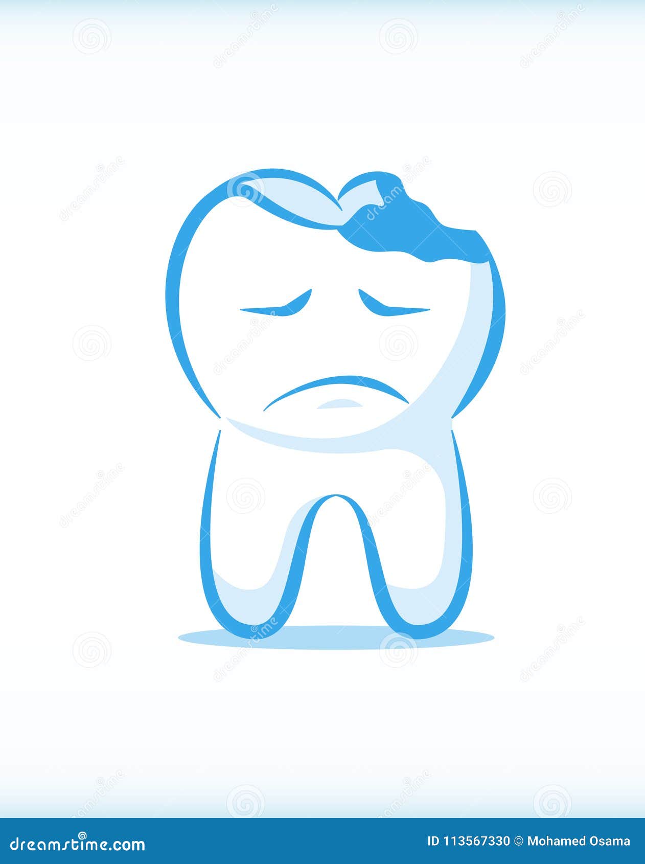 Vector Tooth Sad Character stock vector. Illustration of isolated ...