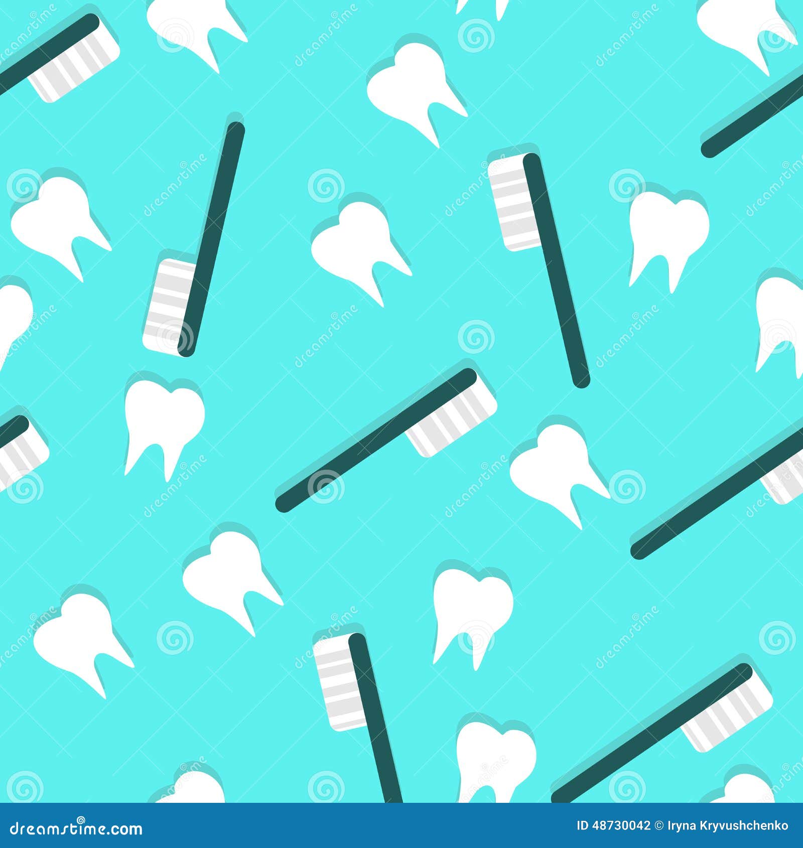 Vector Toothbrush and Teeth Seamless Texture with Shadows Stock Vector ...