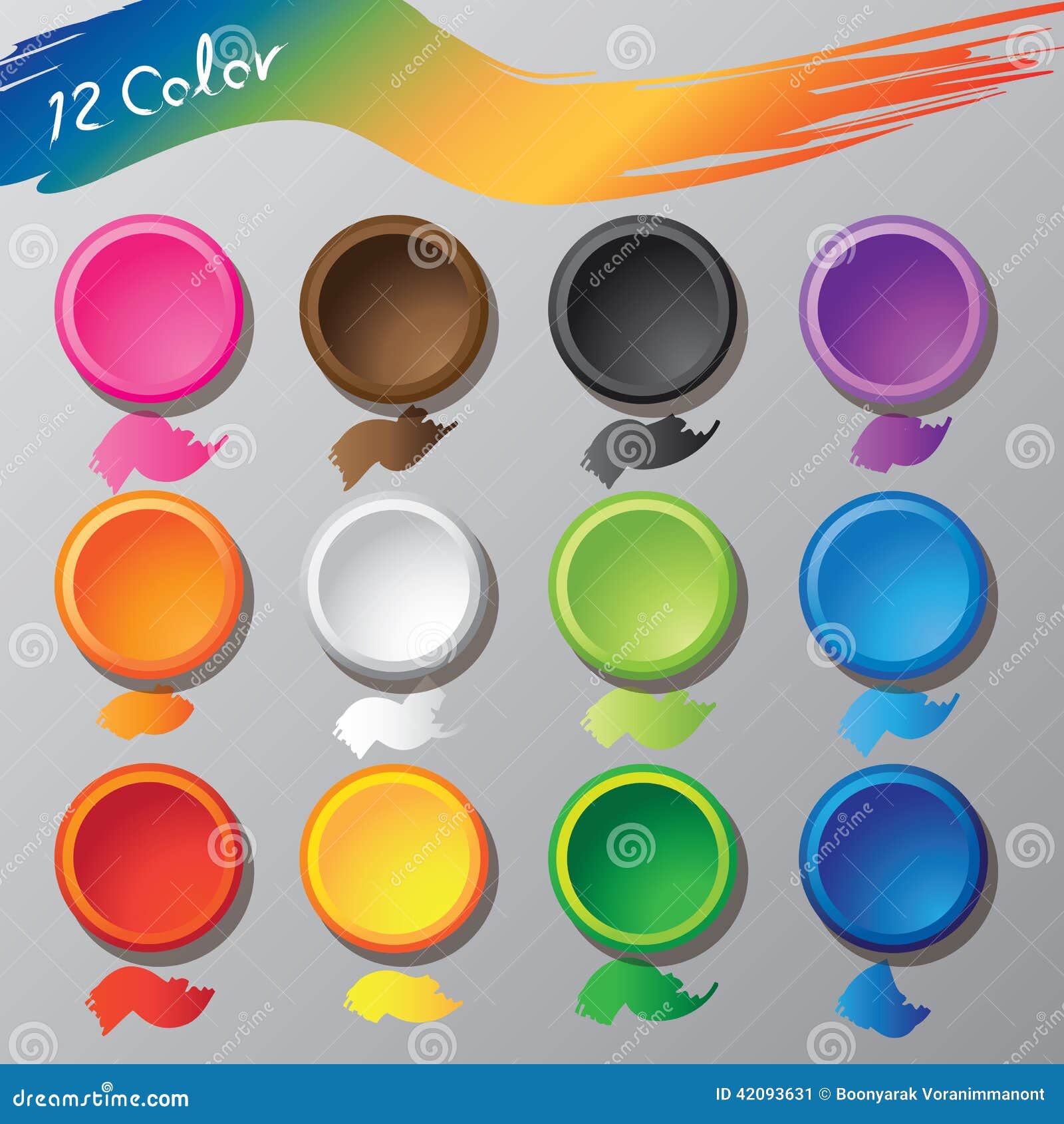Vector Top View of 12 Colors. Stock Vector - Illustration of circle ...