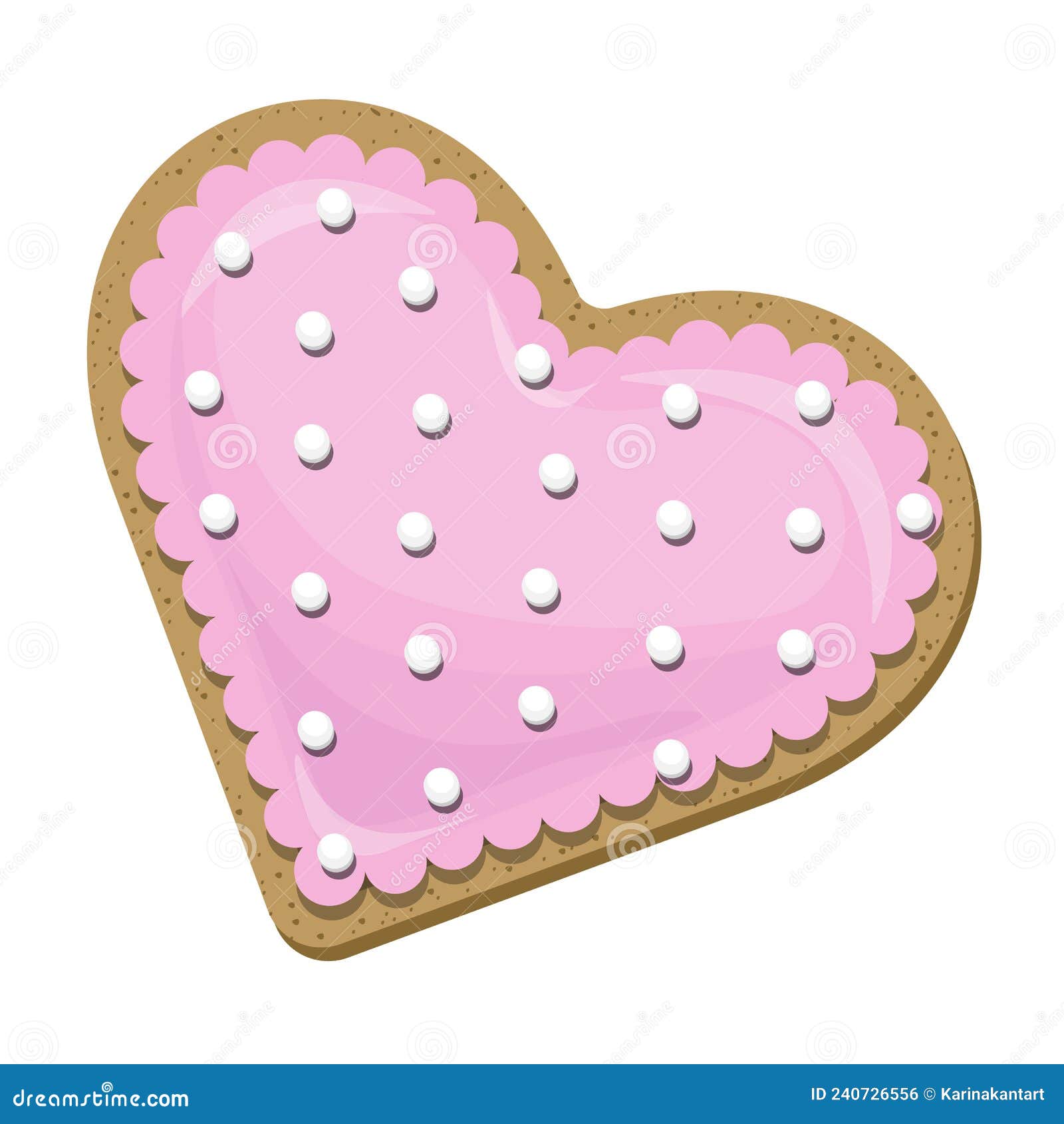 Vector Top View of Pink Heart Shaped Cookie Isolated on White Stock ...