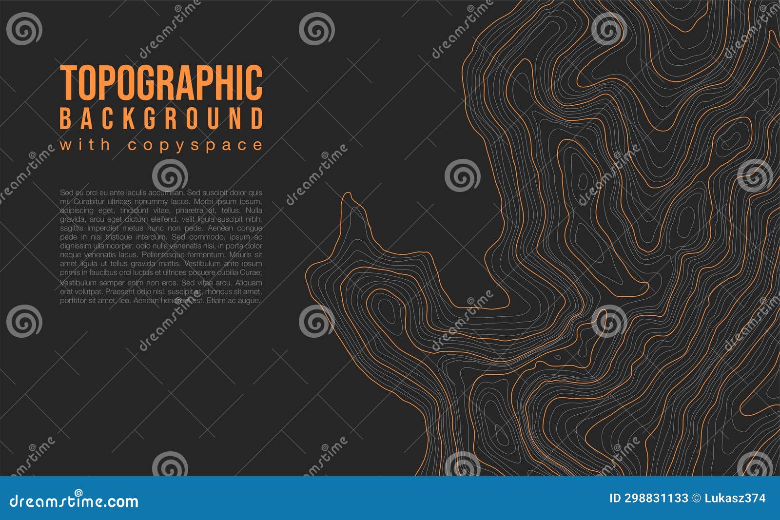 Vector Topographic Map in Dual Colors on a Dark Background with ...