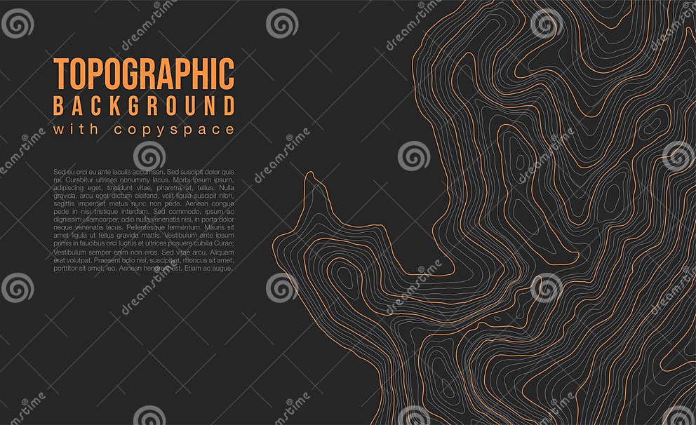 Vector Topographic Map in Dual Colors on a Dark Background with ...