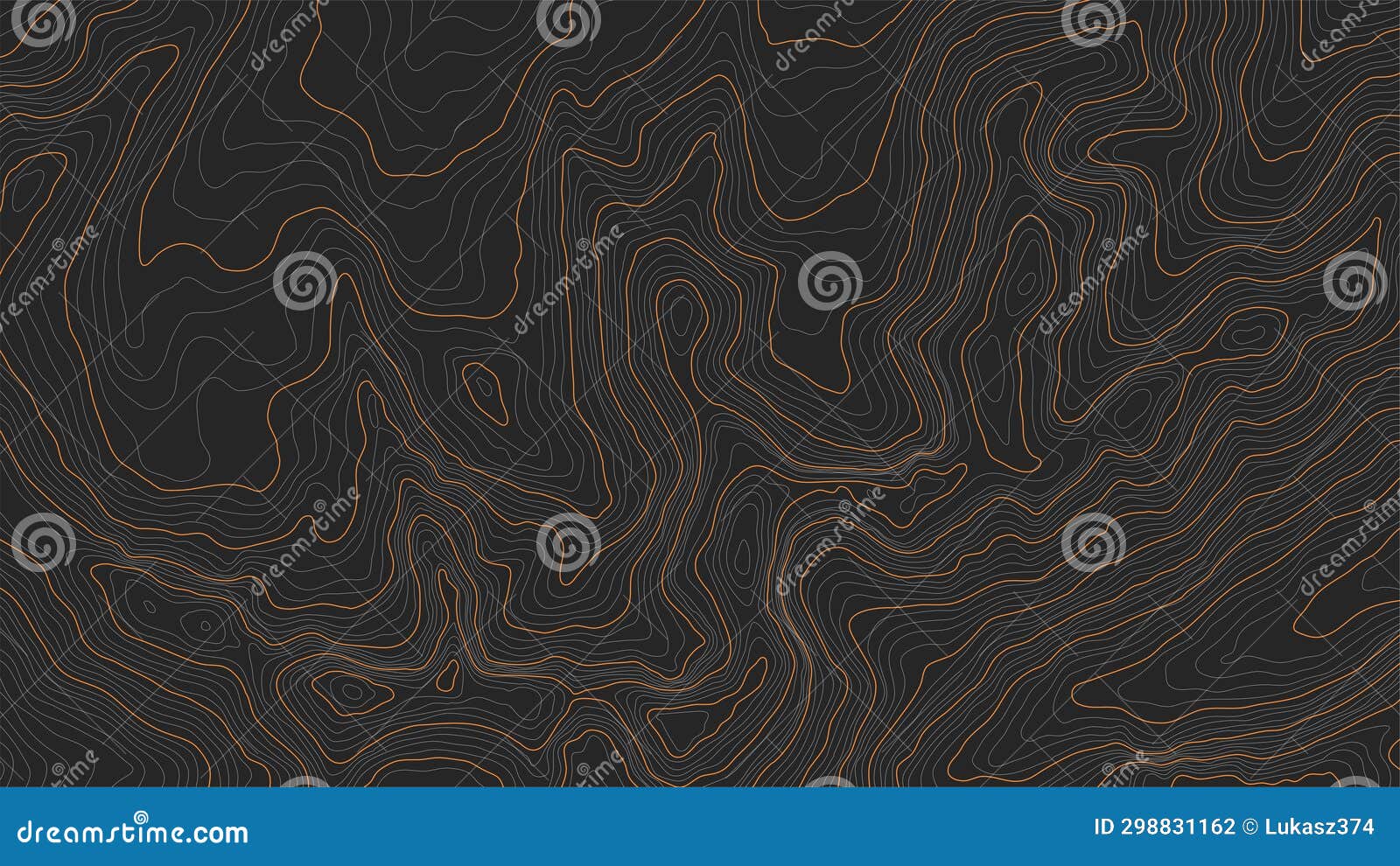 Vector Topographic Map in Dual Colors on a Dark Background Stock ...