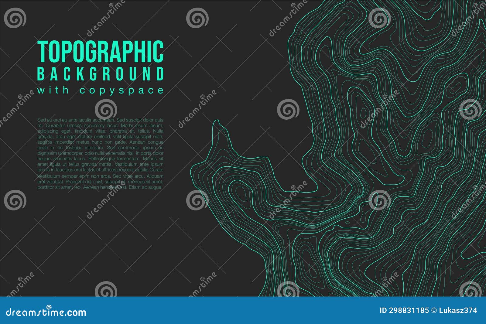 Vector Topographic Map in Neon Colors on a Dark Background with ...