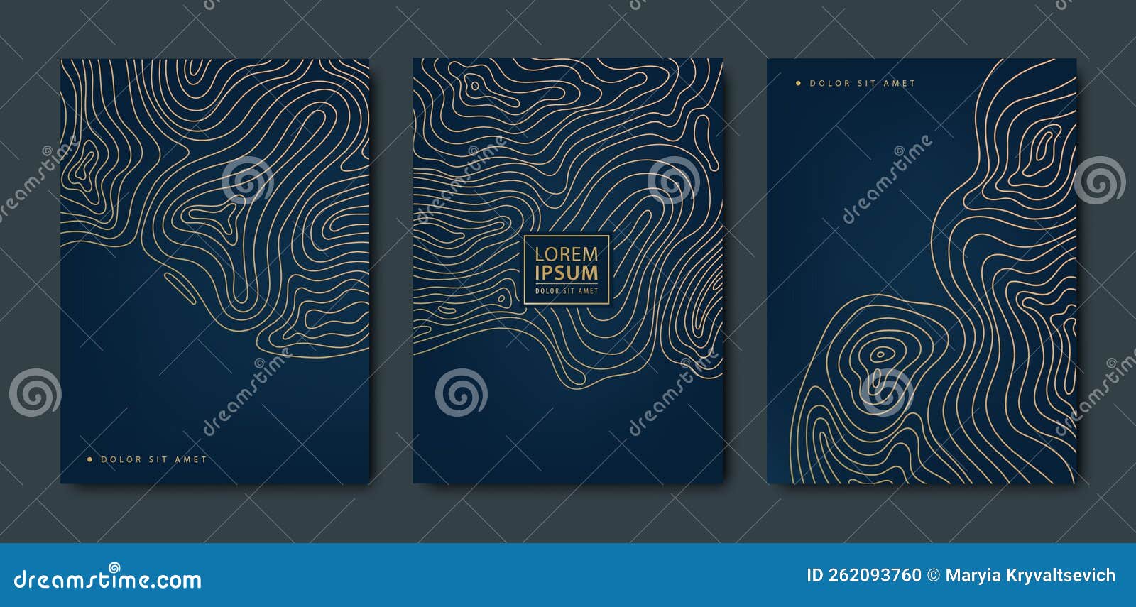 Vector Topographic Map Set Banners, Covers. Contour Line Geographic Map ...