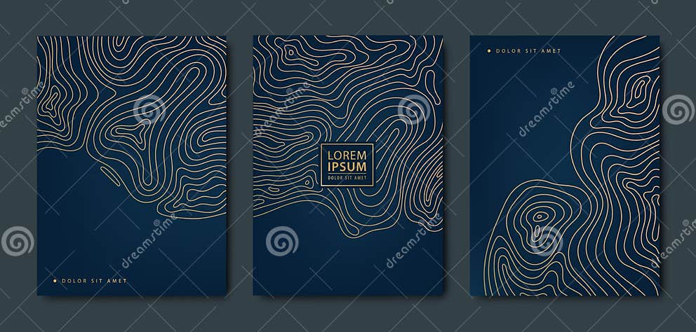 Vector Topographic Map Set Banners, Covers. Contour Line Geographic Map ...