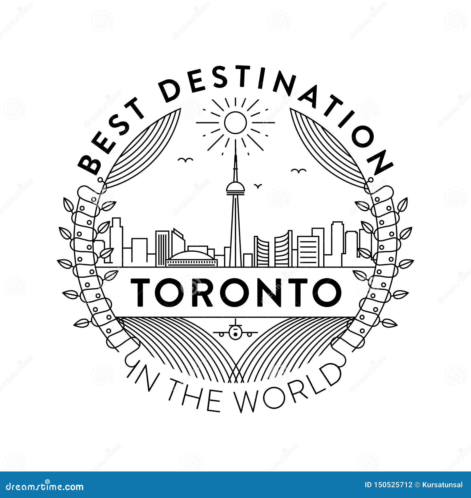 Vector Toronto City Badge, Linear Style Stock Illustration ...