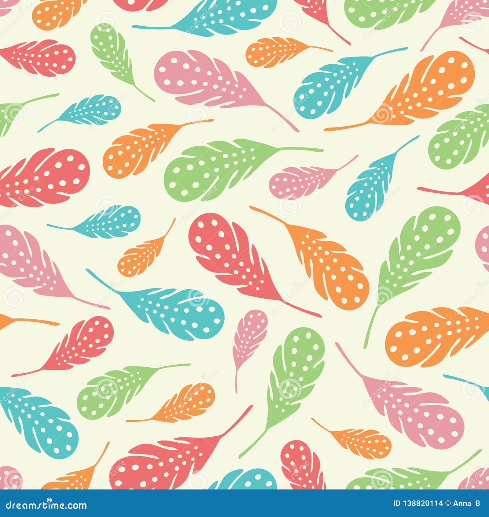 Vector Tossed Colourful Feathers Seamless Repeat Pattern Background ...